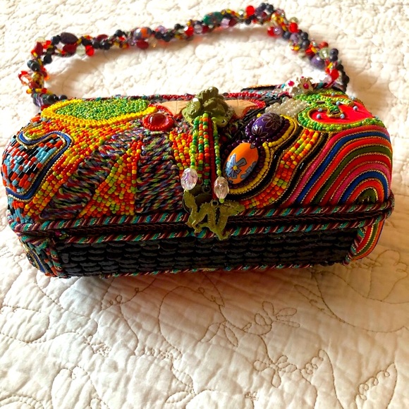 Mary Frances | Bags | Mary Frances Embellishedbeaded Clamshell Mini ...
